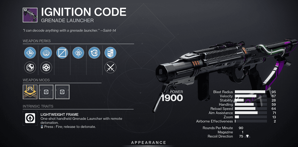 Ignition Code Boost in Destiny 2 (Weapon God Roll Farming)